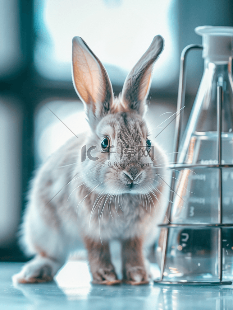 实验中的小兔子高清摄影大图-千库网