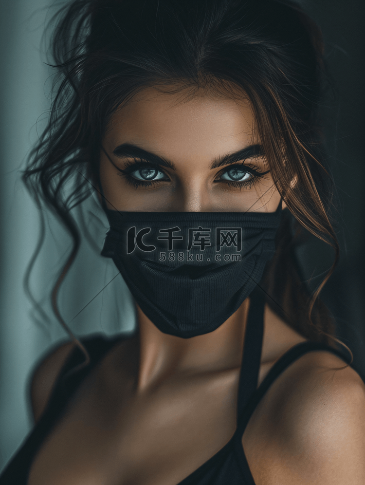 戴面具的美女高清摄影大图-千库网