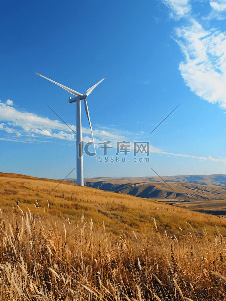 内蒙古草原风力发电高清摄影大图-千库网