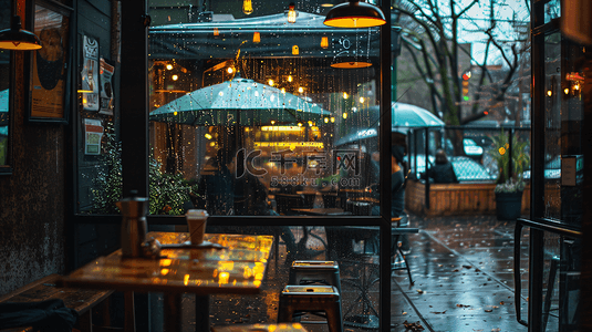 下雨天咖啡店摄影11高清摄影大图-千库网