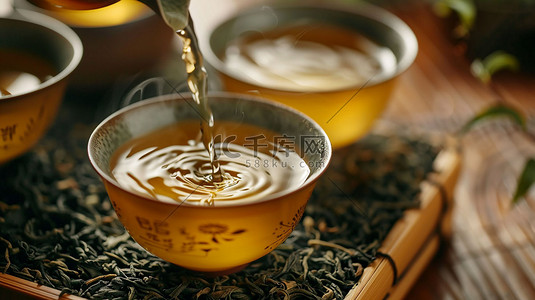 传统中式品茶立体描绘摄影照片高清摄影大图-千库网