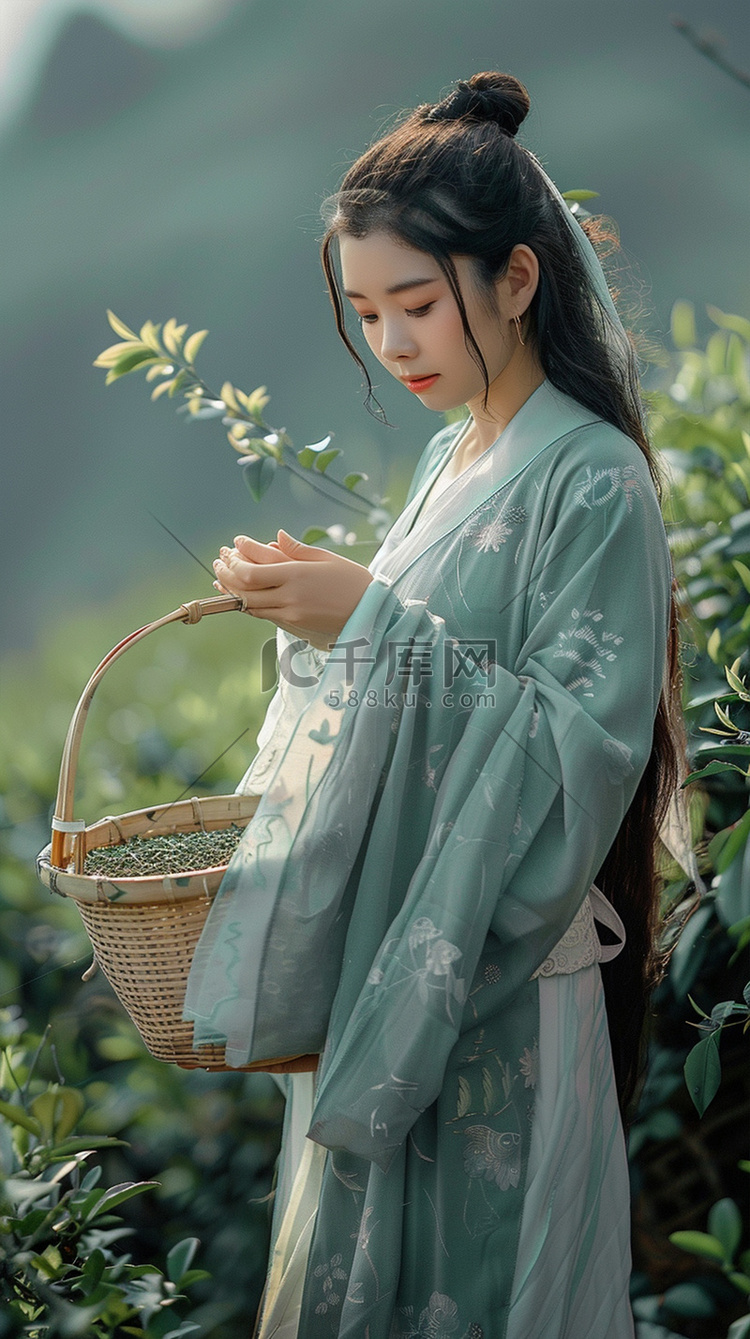 摄影图照片采茶女写真采茶高清摄影大图-千库网