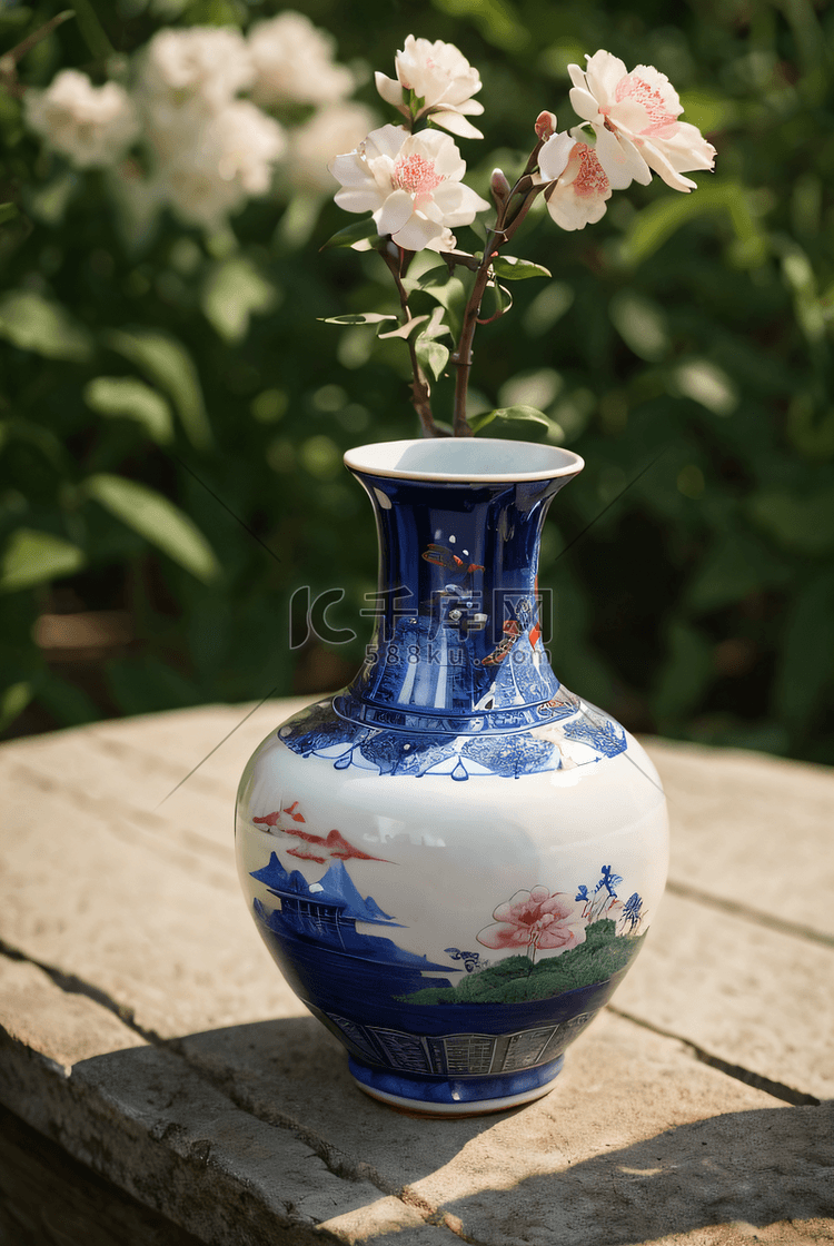 青花瓷瓷器花瓶摄影图5高清摄影大图-千库网