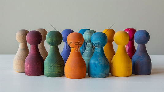 特色木质彩色人偶立体描绘摄影照片高清摄影大图-千库网