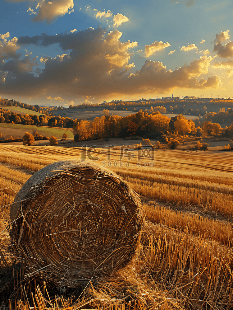 秋天的田野农村的高清摄影大图-千库网