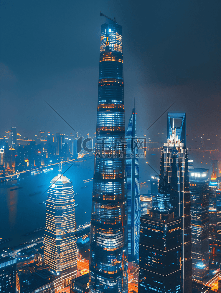 陆家嘴夜景摩天大厦高清摄影大图-千库网