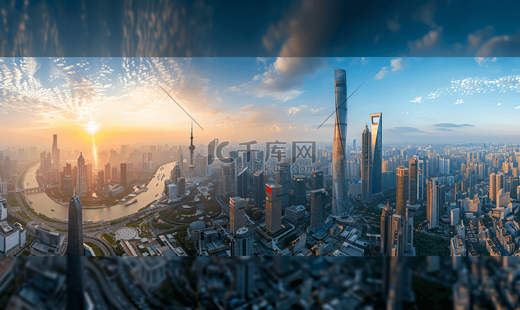 俯瞰陆家嘴全景高清摄影大图-千库网