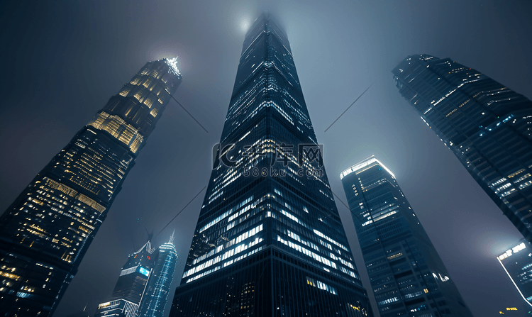 陆家嘴夜景摩天大厦高清摄影大图-千库网