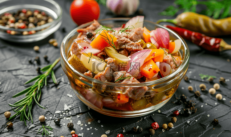 夹起来的梅菜扣肉高清摄影大图-千库网