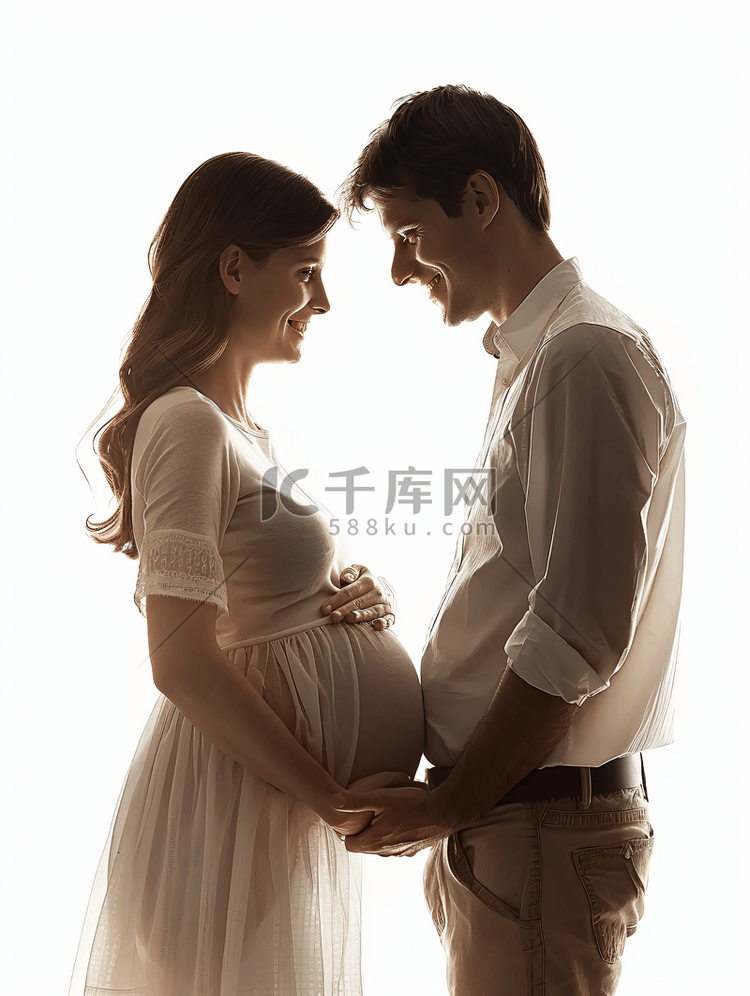 夫妻孕妇呵护高清摄影大图-千库网