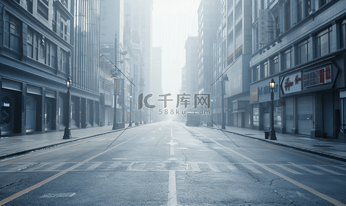 空旷无车的城市街道高清摄影大图-千库网