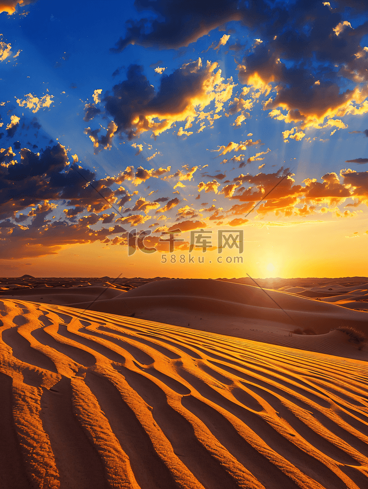 撒哈拉沙漠的日出高清摄影大图-千库网