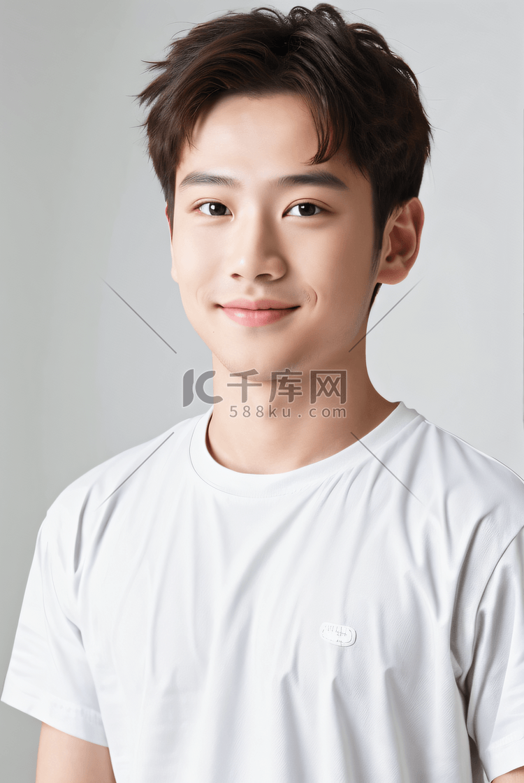 穿白T恤的年轻男性肖像图高清图片高清摄影大图-千库网