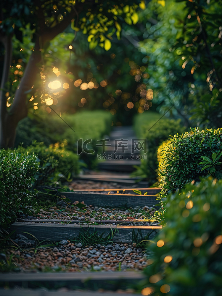 园林景观小径绿植摄影配图高清摄影大图-千库网