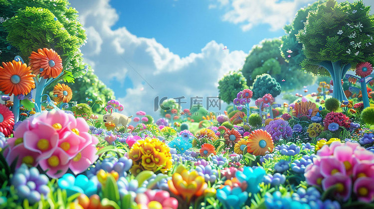 花丛植物树木合成创意背景图片免费下载-千库网