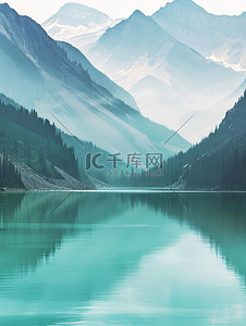 青山丛中的湖泊图片高清摄影大图-千库网
