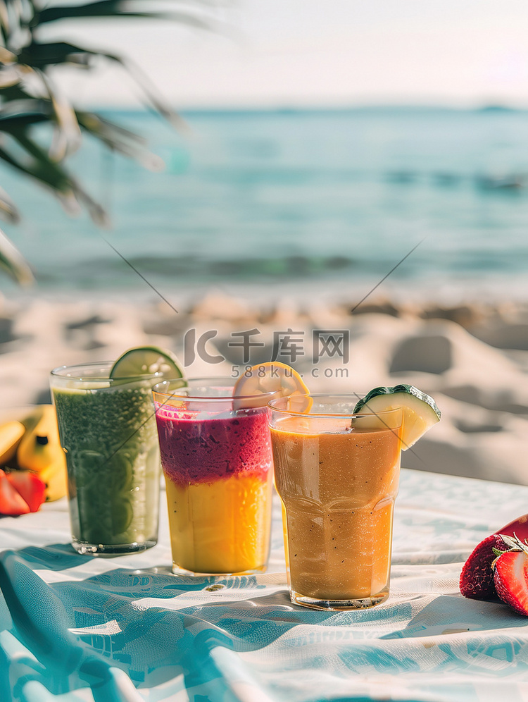 夏日海边奶昔饮料摄影图高清摄影大图-千库网