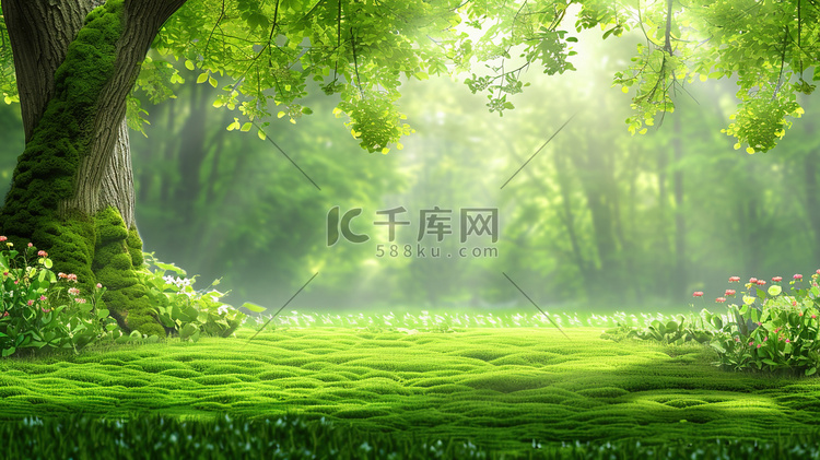 夏日鲜花盛开的森林草地图片高清摄影大图-千库网