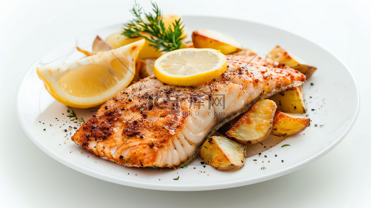 烤肉柠檬片盘子美食摄影照片高清摄影大图-千库网