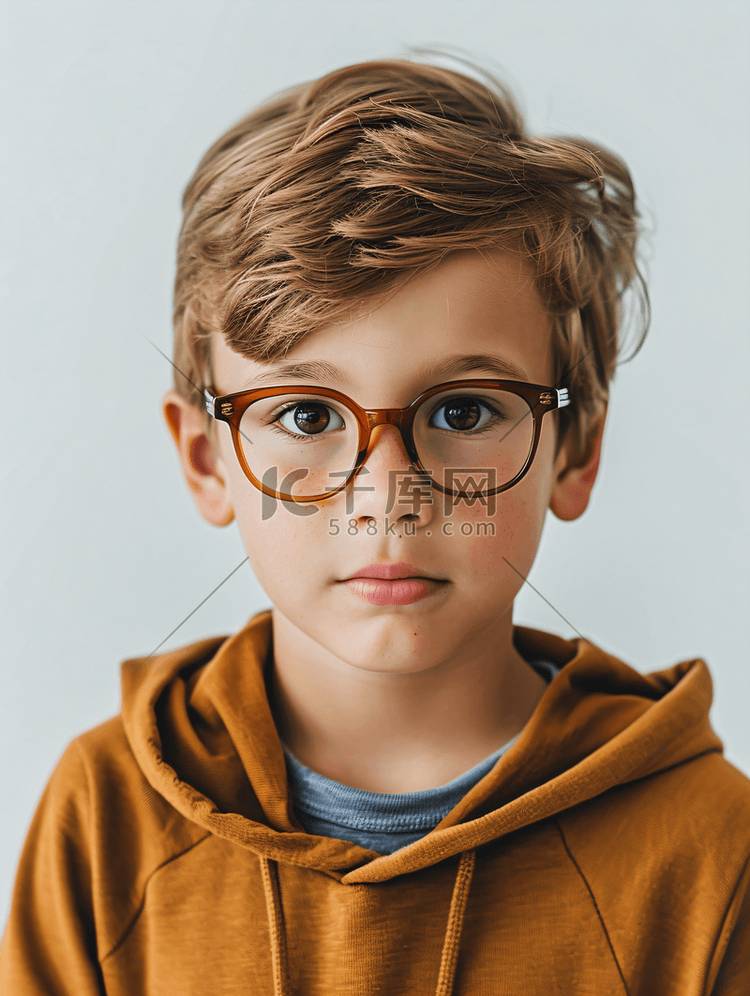 需要佩戴眼镜的小学男生高清摄影大图-千库网