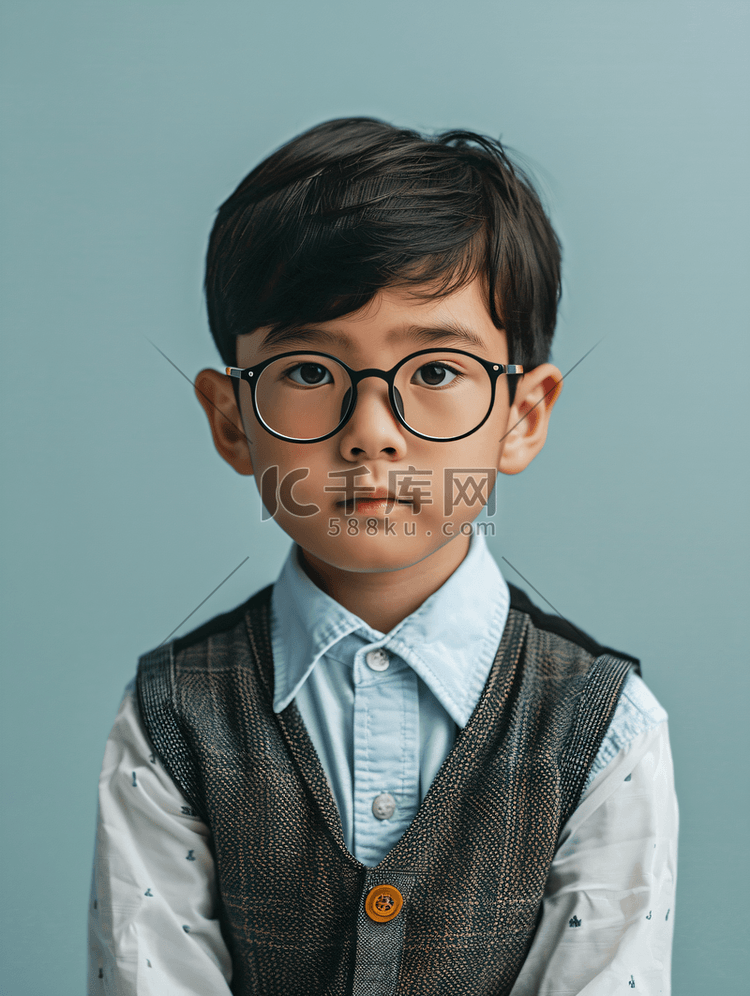 需要佩戴眼镜的小学男生高清摄影大图-千库网