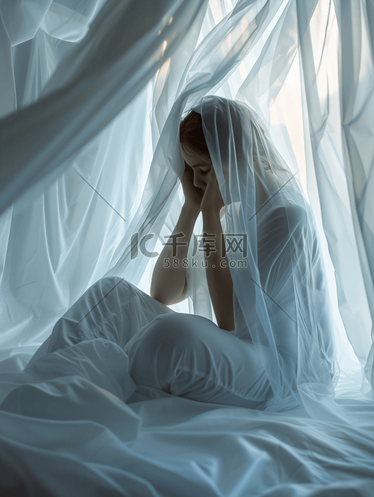 女儿住院伤心的母亲高清摄影大图-千库网