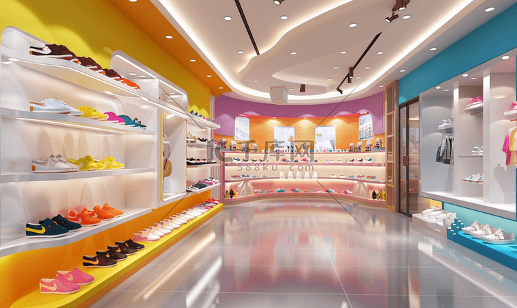 儿童鞋和布料店的奢华时尚全新内饰高清摄影大图-千库网