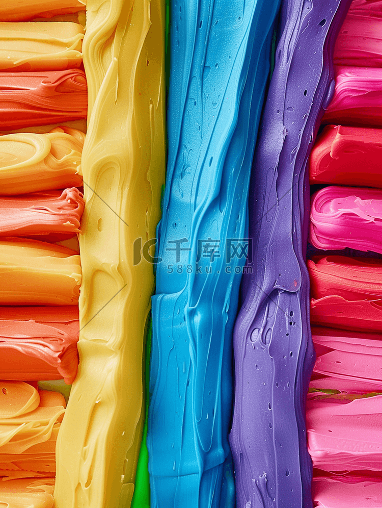 彩虹色的造型粘土多彩多姿的橡皮泥条背景高清摄影大图-千库网