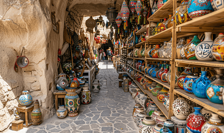 土耳其卡帕多西亚的纪念品商店高清摄影大图-千库网