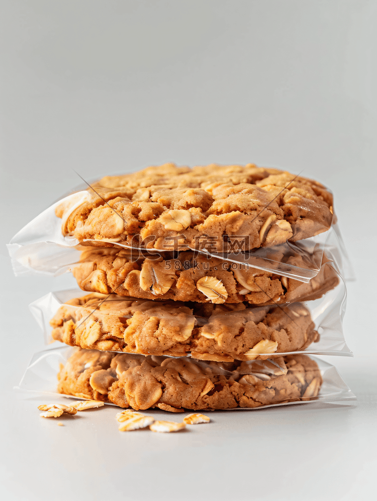 燕麦饼干包装有谷物和坚果高清摄影大图-千库网