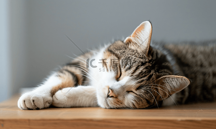 睡觉在木桌上的猫睡觉的猫高清摄影大图-千库网