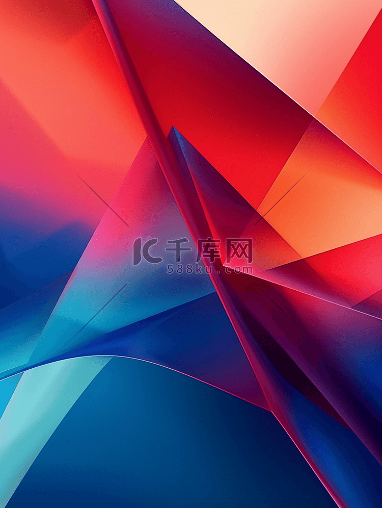 美丽的红蓝色渐变三角形形状抽象背景图片免费下载-千库网