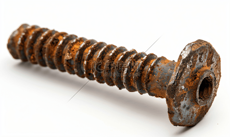 白色背景上孤立的旧生锈木螺丝高清摄影大图-千库网