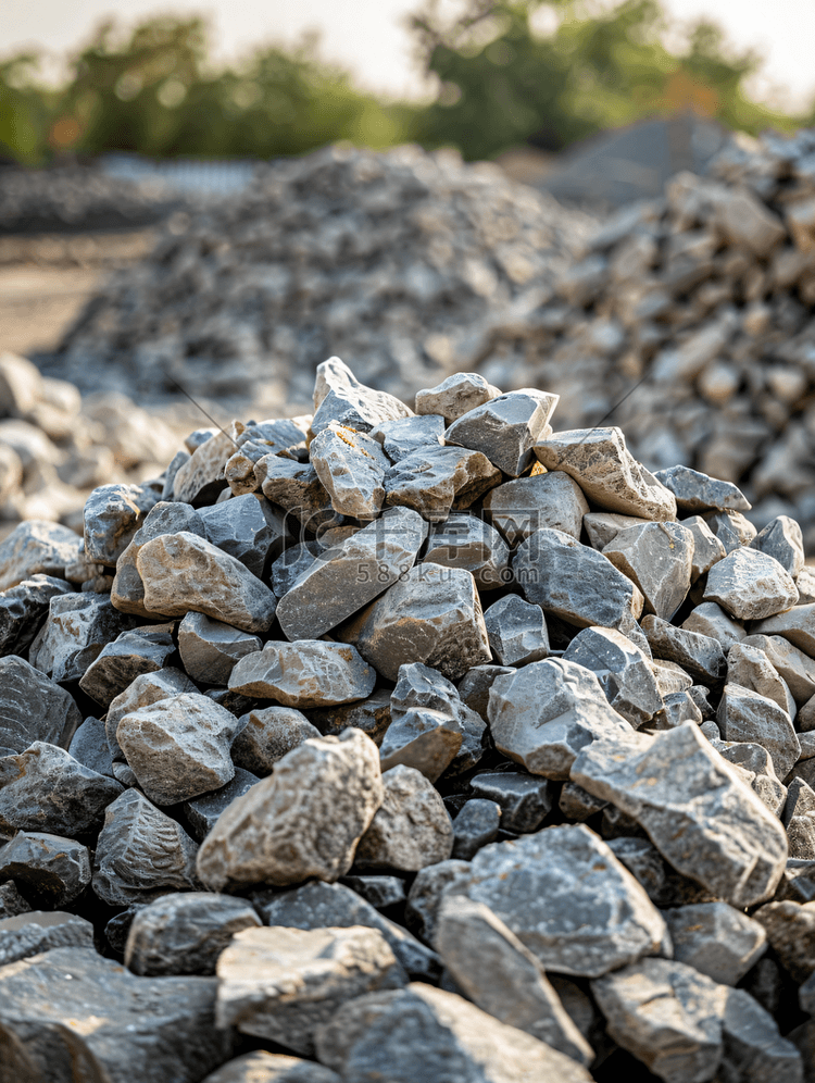 建筑工地上的碎石石头堆建筑材料高清摄影大图-千库网