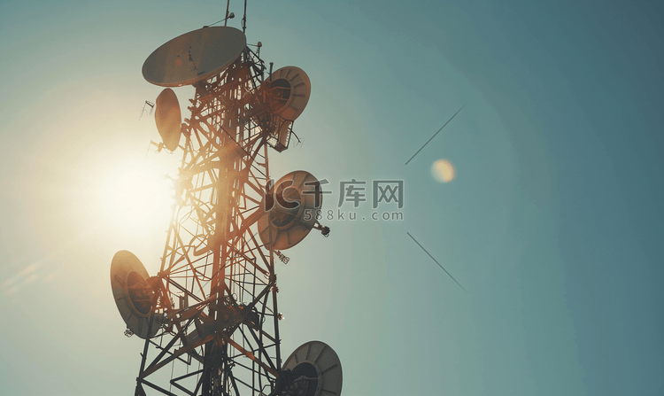 电信桅杆电视天线无线技术高清摄影大图-千库网