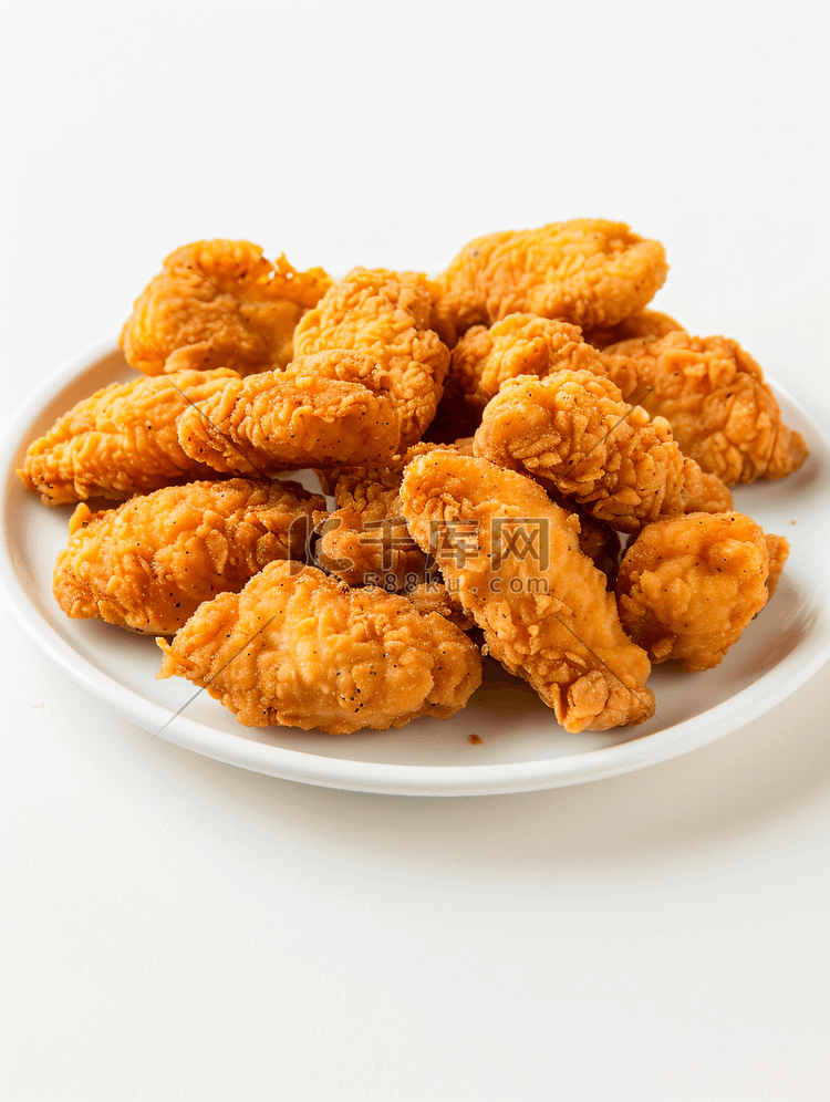 孤立的盘子上炸鸡块的视图高清摄影大图-千库网