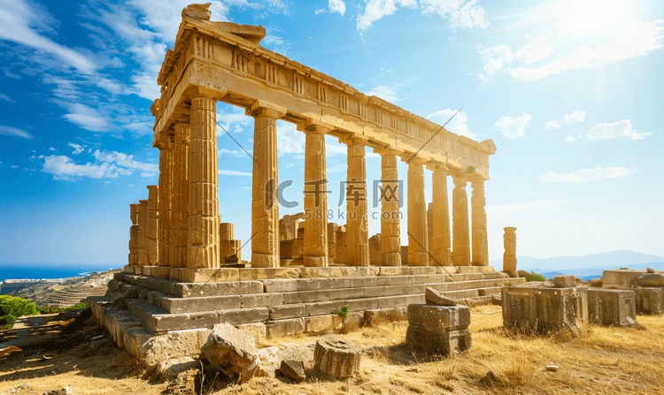 西西里岛阿格里真托古希腊神庙遗址高清摄影大图-千库网
