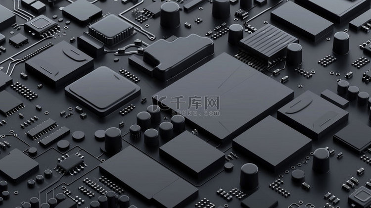 黑色芯片纹路合成创意背景图片免费下载-千库网