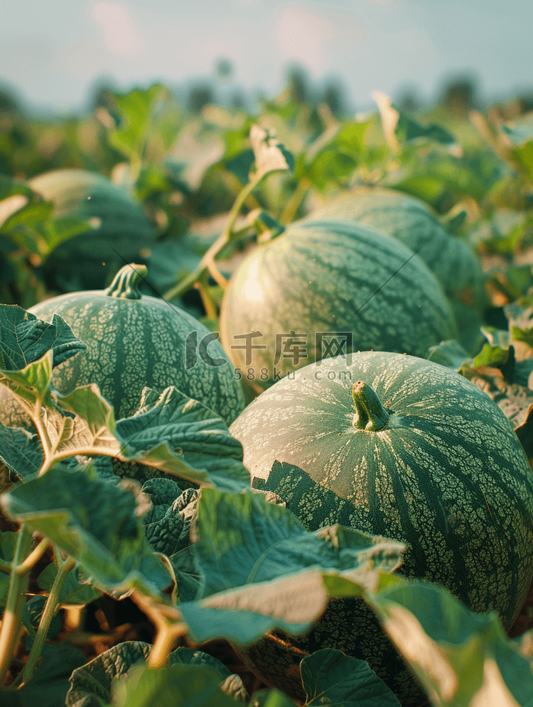 瓜田里收获成熟的西瓜高清摄影大图-千库网