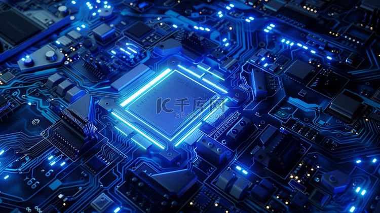 科技芯片纹路合成创意背景图片免费下载-千库网