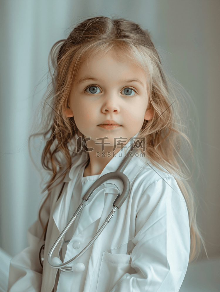 小女孩轻的医生医院检查高清摄影大图-千库网
