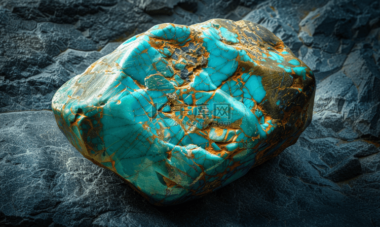 深色背景中抛光的绿松石宝石高清摄影大图-千库网