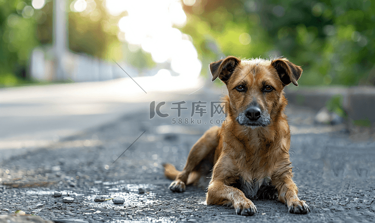 街上愤怒的狗路上无家可归的狗没有主人的宠物高清摄影大图-千库网