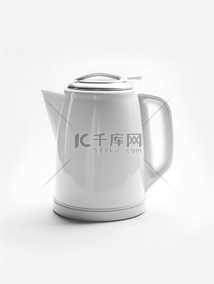 白色塑料电热水壶侧面视图白色隔离高清摄影大图-千库网