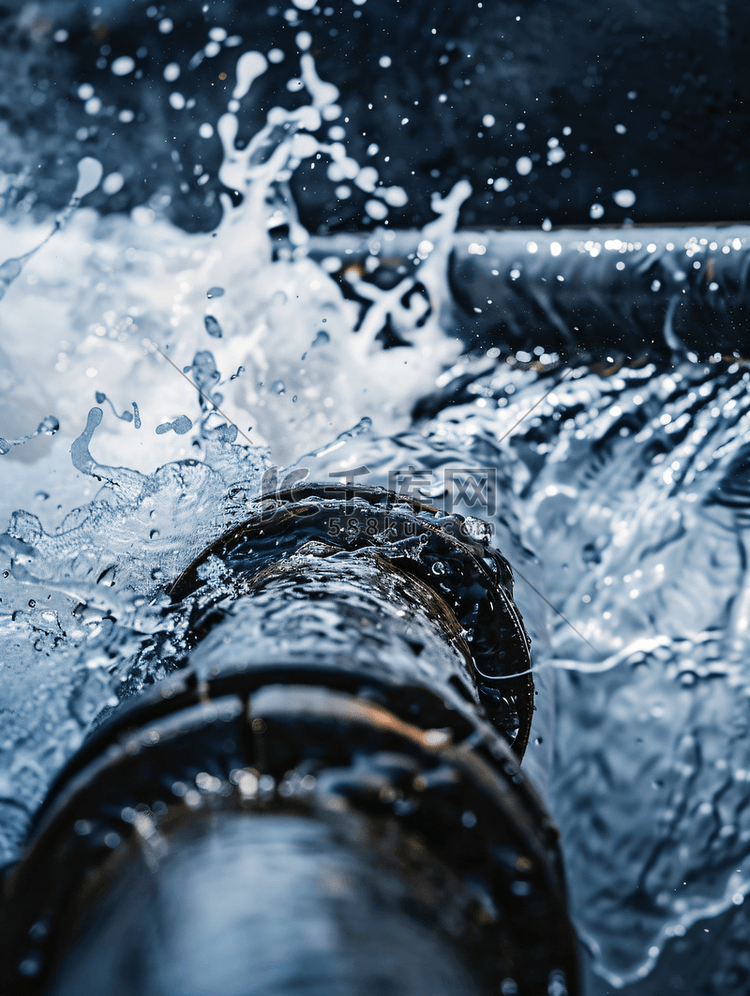 水管破裂管道事故热水从管道中流出高清摄影大图-千库网