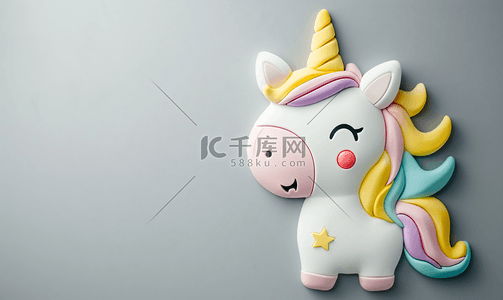 灰色背景上独角兽形状的简单酒窝高清摄影大图-千库网