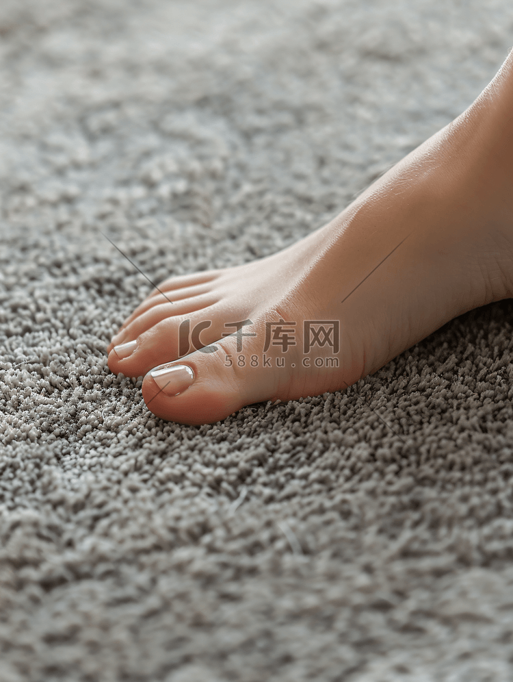 腿上有瘀伤脚趾甲在灰色地毯上指甲下有血肿高清摄影大图-千库网