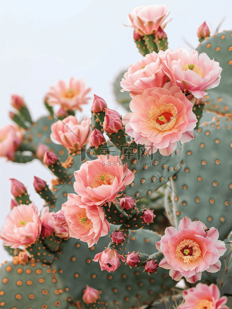 仙人掌花收藏异国情调的夏季绿色仙人掌植物高清摄影大图-千库网