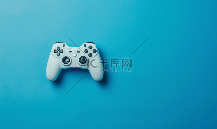蓝色背景周末游戏手柄概念游戏爱好复制空间高清摄影大图-千库网