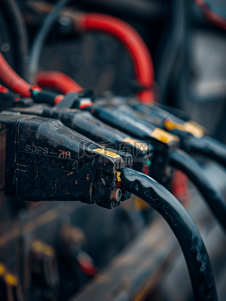 一堆黑色电线卡车高清摄影大图-千库网